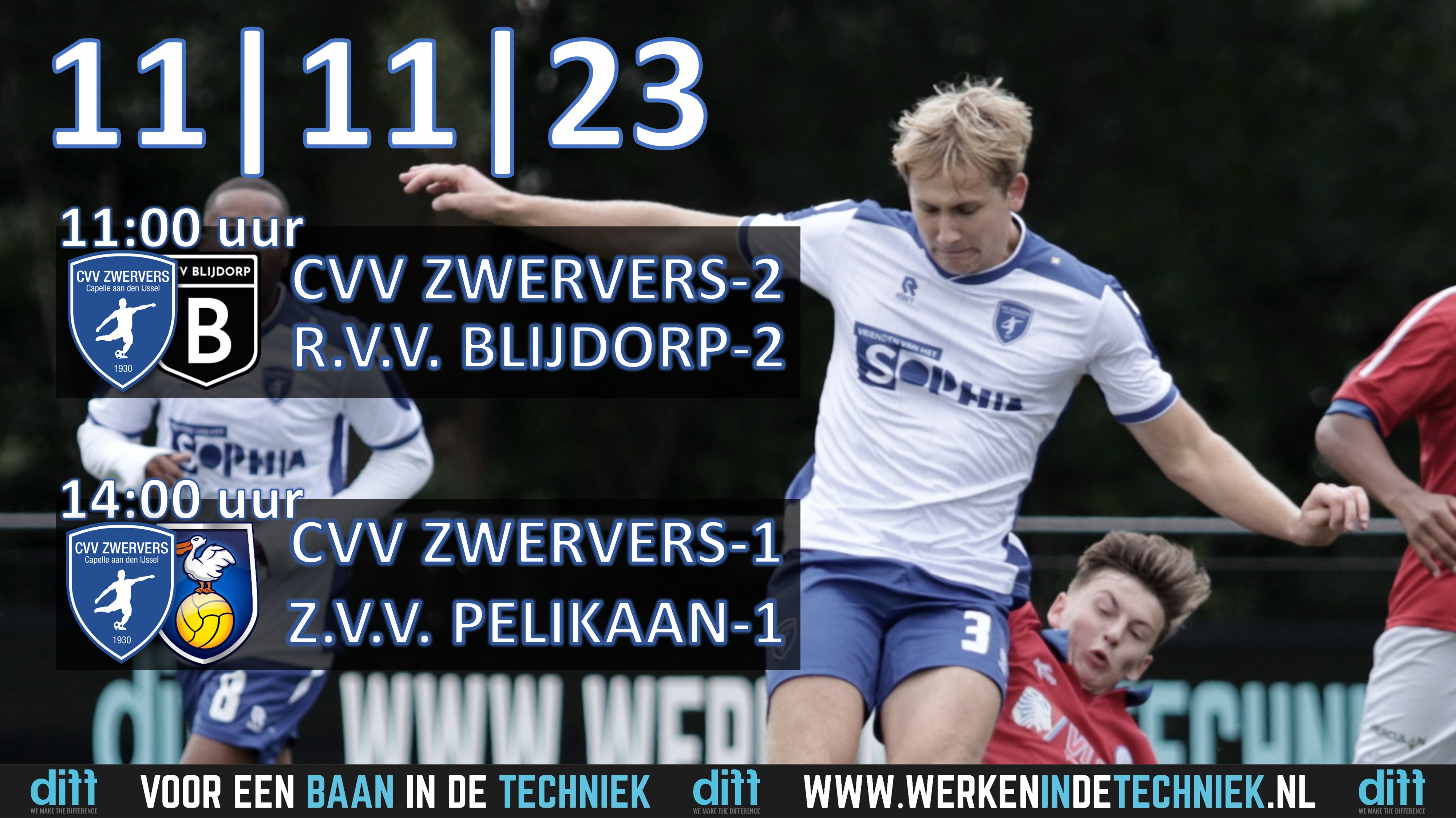 Zwervers-1 thuis tegen ZVV Pelikaan, Zwervers-2 kan periode pakken! - CVV Zwervers